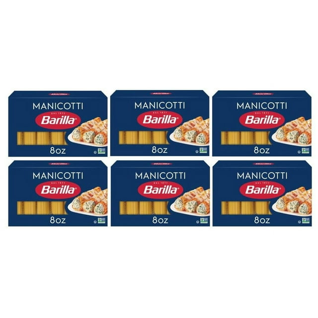 Barilla Blue Box Oven Pasta Manicotti, 8 OZ, Pack of 6, 100% Durum ...
