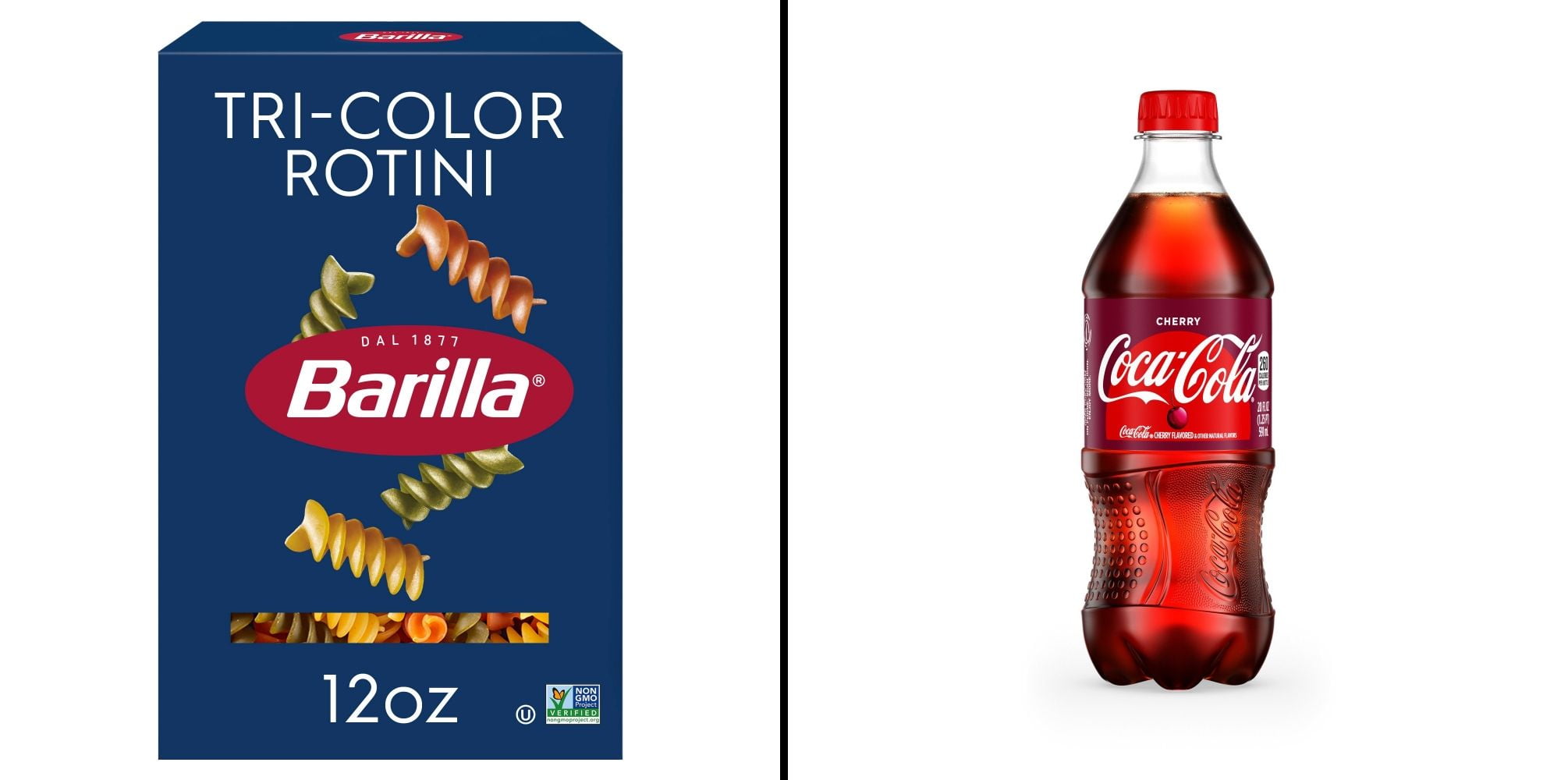 Barilla Tri-Color Rotini Pasta 12 oz & Coca-Cola Cherry Coke 20 oz ...
