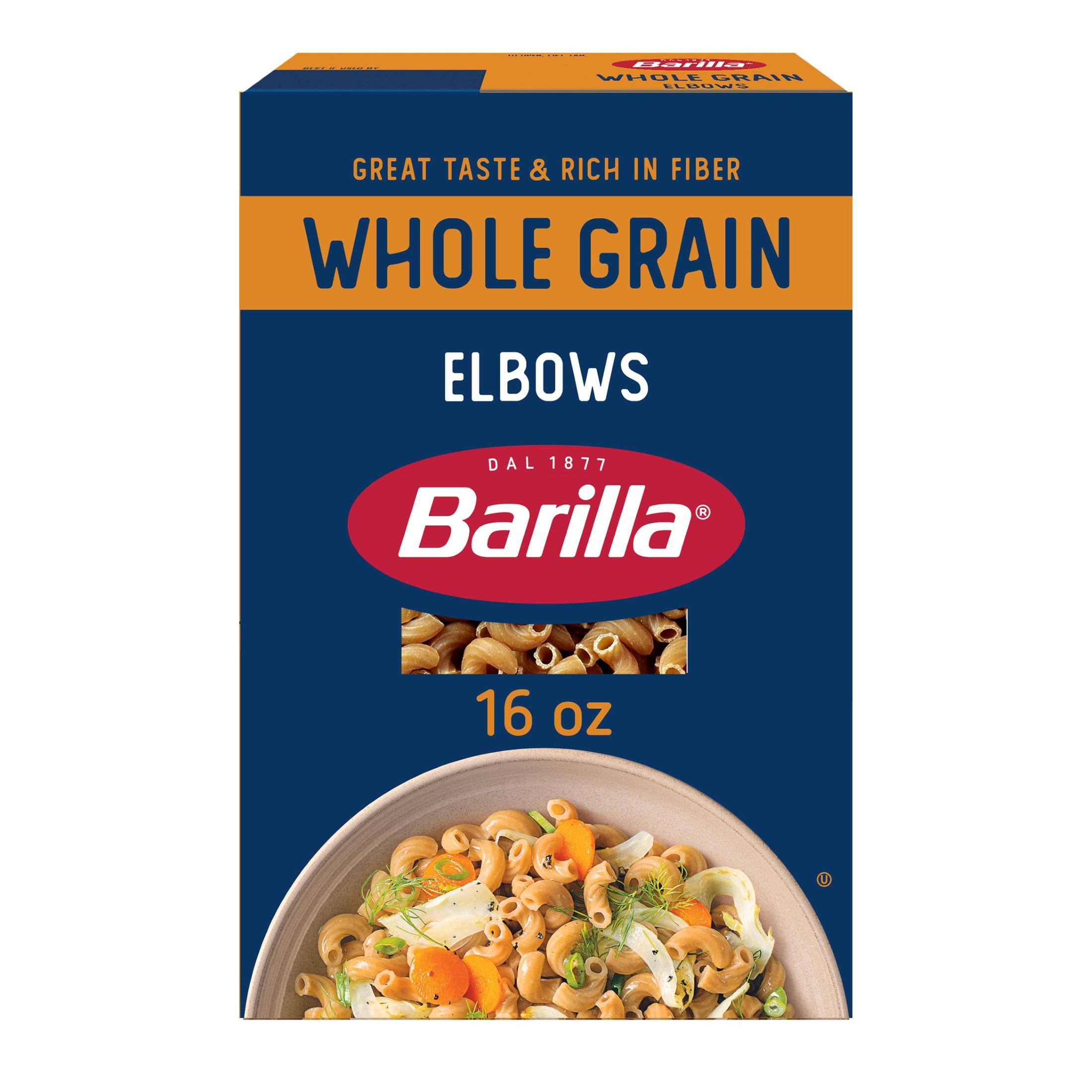 Barilla Whole Grain Elbows Pasta, 100% Whole Wheat, 16 oz. Box ...
