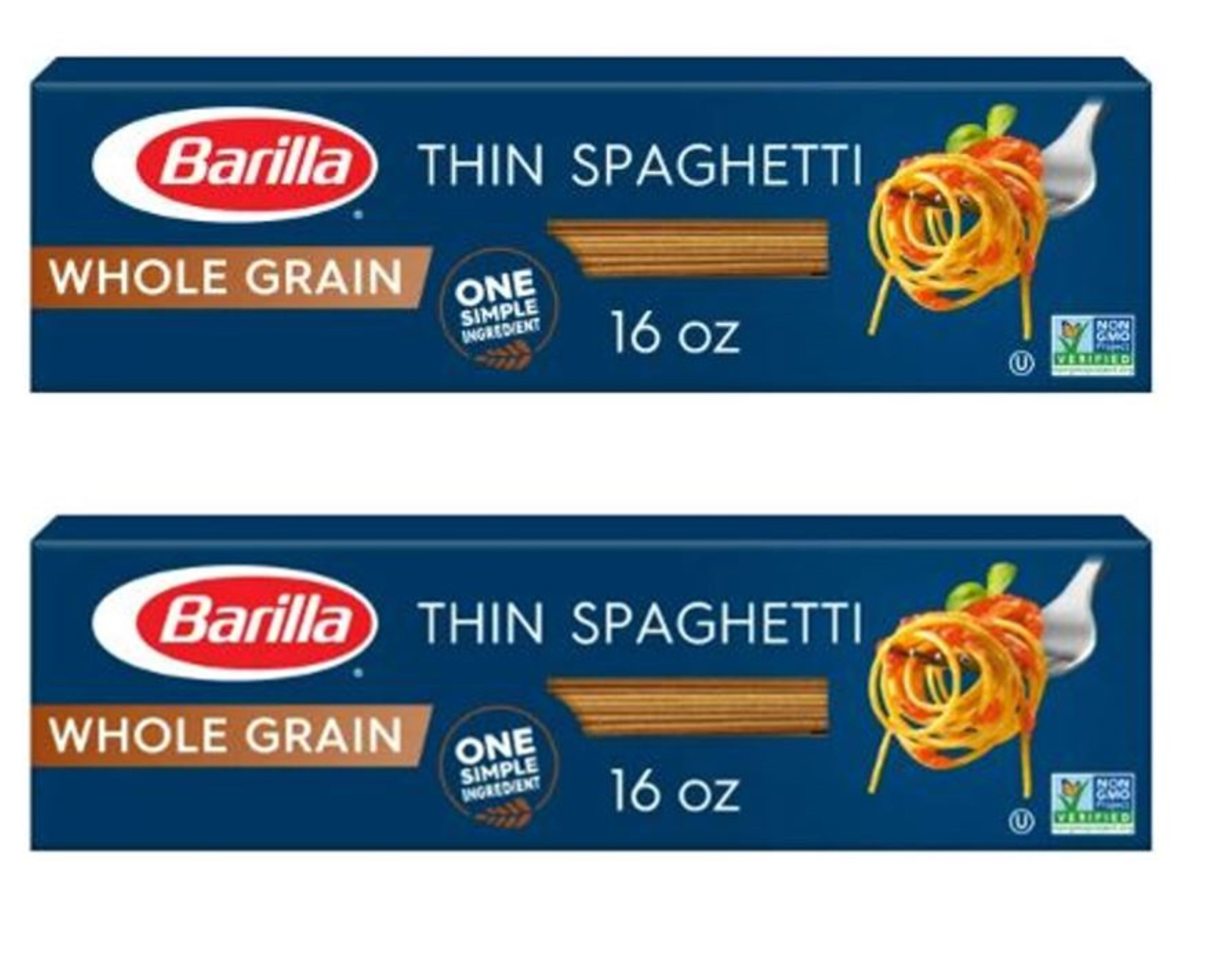 Barilla Whole Grain Thin Spaghetti Pasta, 16 oz, Pack of 2, Bundled ...