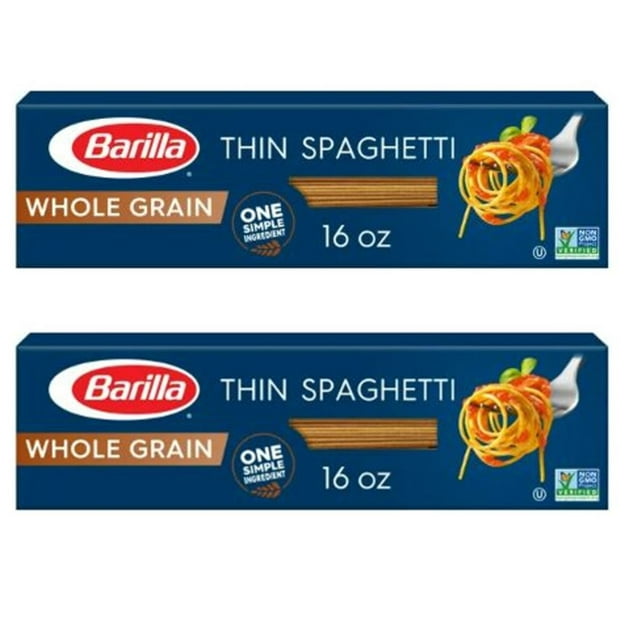 Barilla Whole Grain Thin Spaghetti Pasta, 16 oz, Pack of 2, Bundled ...