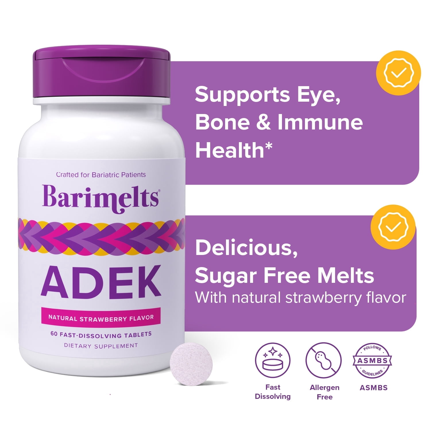 BariMelts ADEK Vitamins, Post-Bariatric Dietary Supplement, Strawberry ...