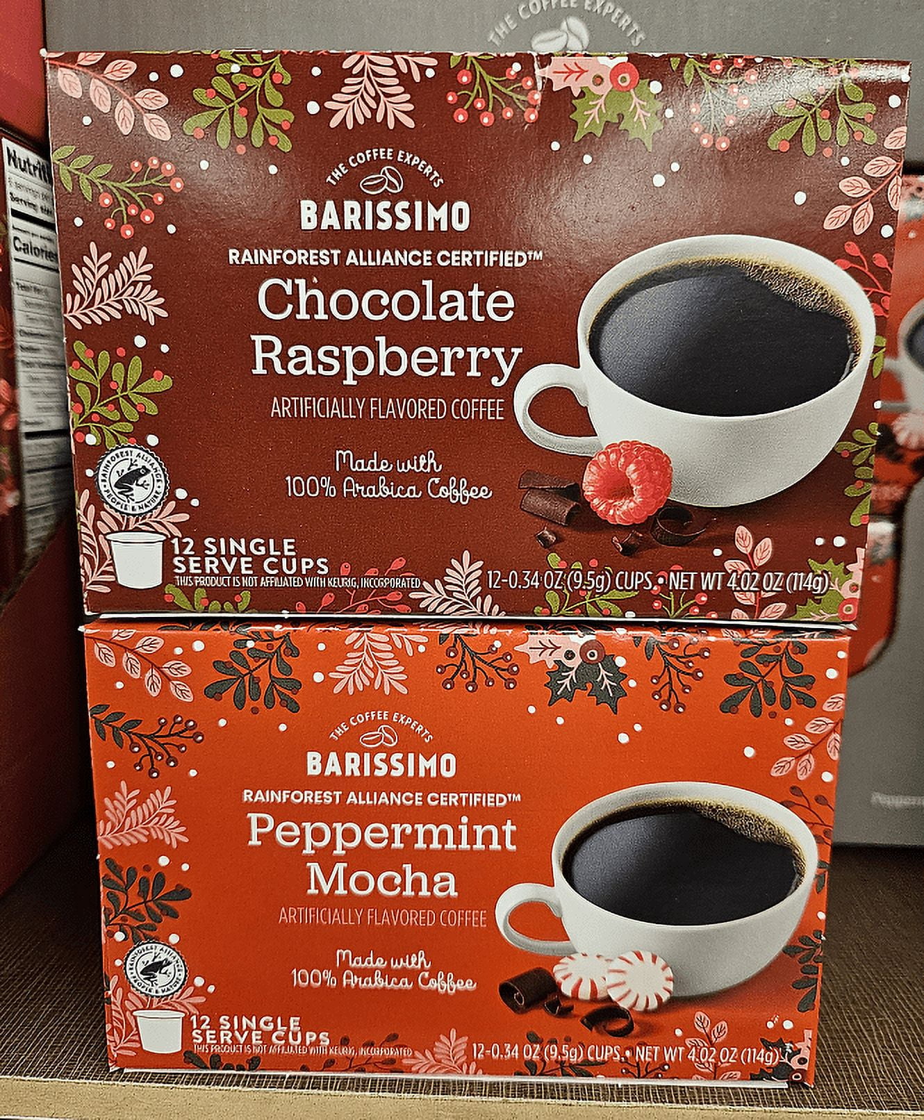 Barissimo Chocolate Raspberry & Peppermint Mocha Medium Roast 12 Cups 4.02oz 114g (2 Boxes ...