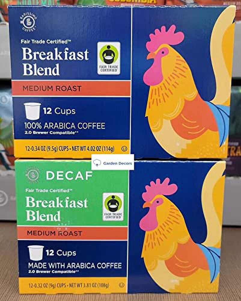 Barissimo Coffee Breakfast AJH3 Blend & DECAF Breakfast Blend Medium Roast 12 Cups 3.81oz 108g ...