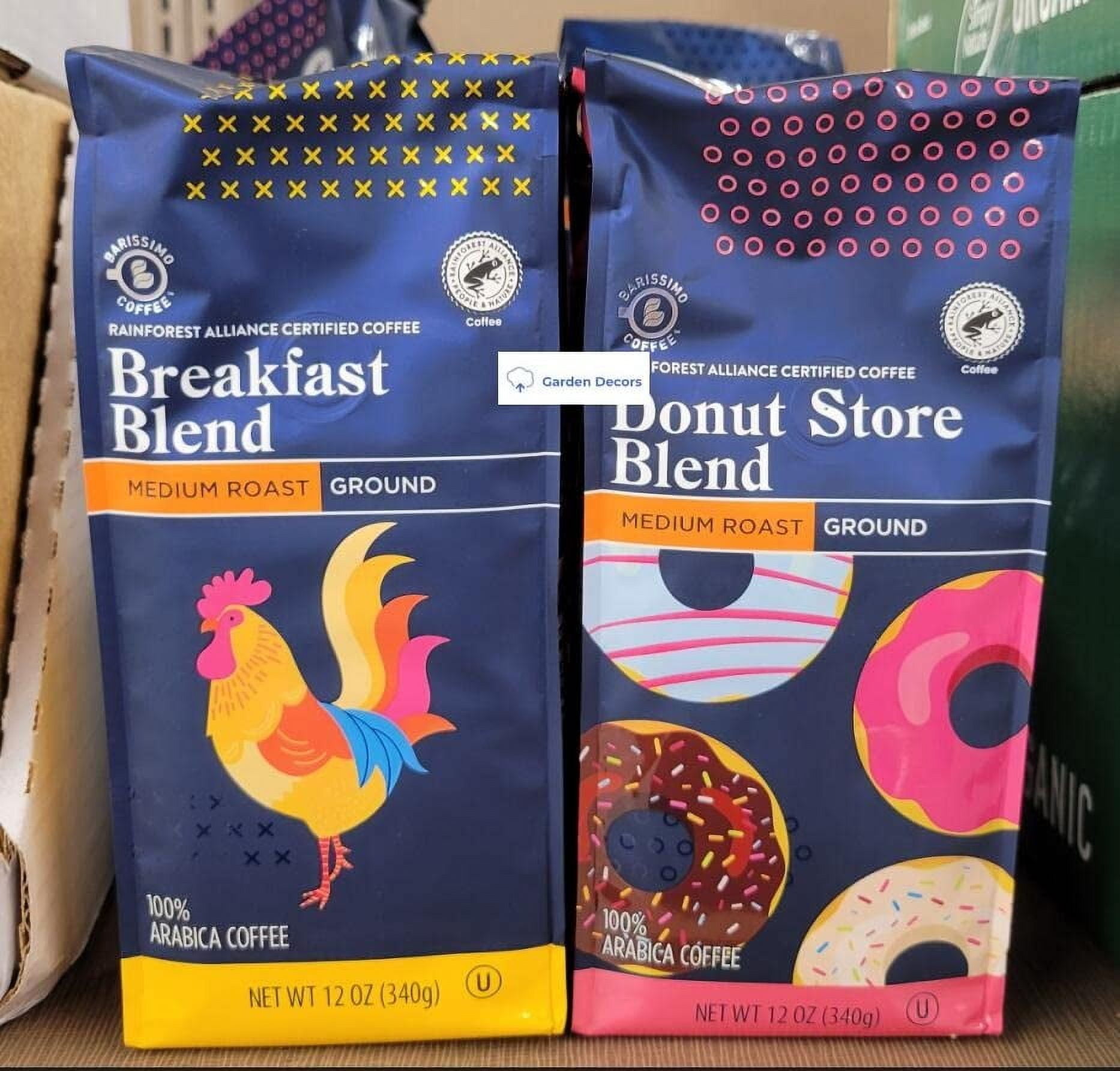 Barissimo Coffee Breakfast & Donut Store Blend Ground Coffee Medium Roast 12oz 340g (Two Bags ...