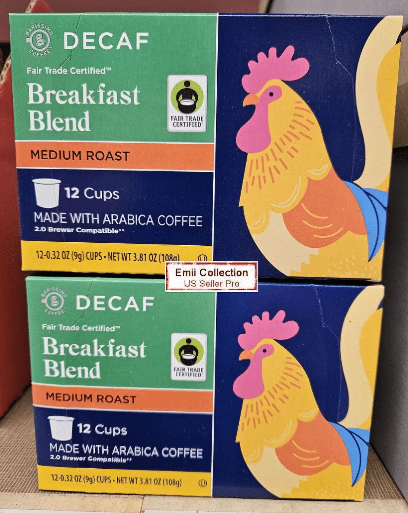 Barissimo DECAF Breakfast Blend Medium 12 Cups Coffee 3.81oz 108g (2 ...