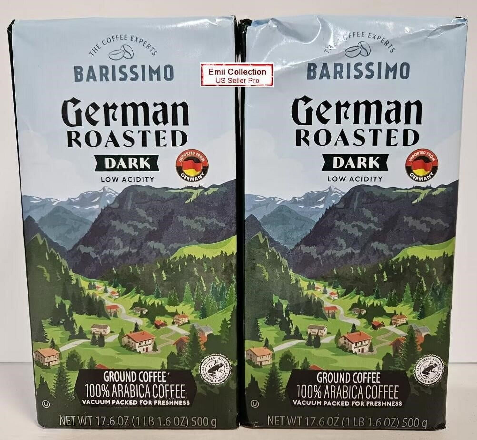 Barissimo German Roasted Low Acidity Dark Ground Coffee 17.6oz 500g (2 ...