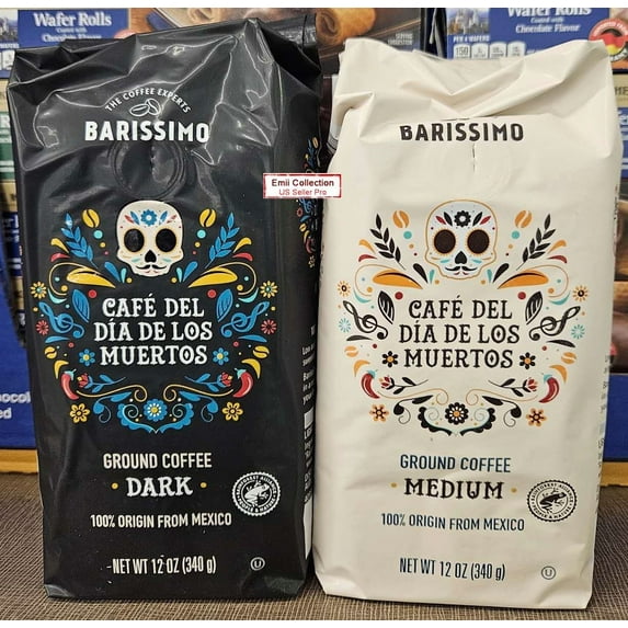 Barissimo Mexico Ground Dark & Medium Roast Coffee Cafe Del Dia De Los Muertos 12oz 340g (2 Bags ...