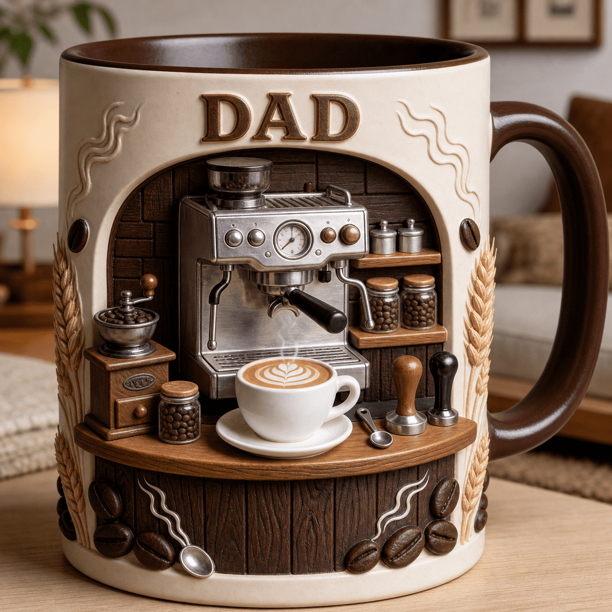 Barista Dad Accent Mug, Espresso Machine Coffee Cup with Beans, Father ...