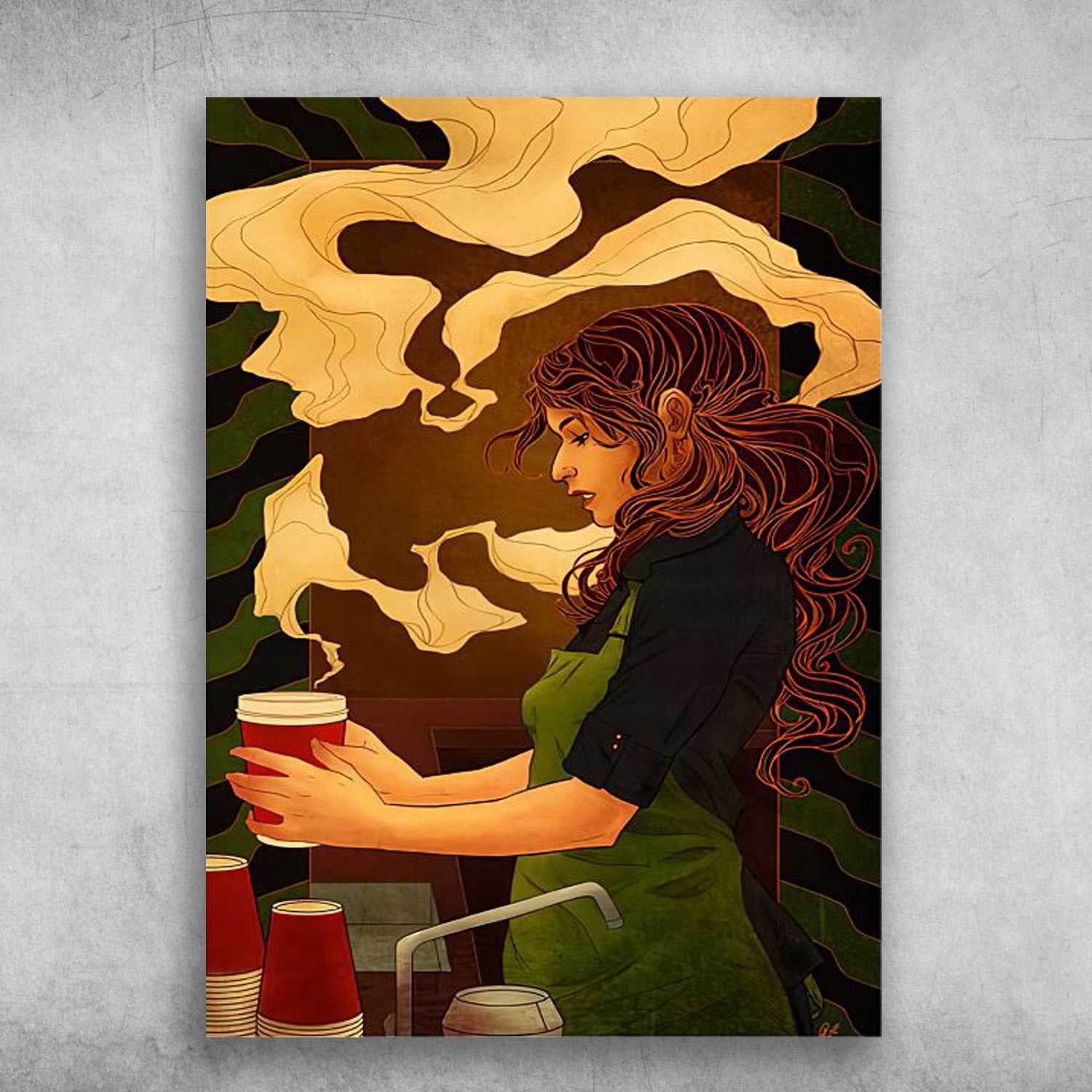 Barista Girl - Coffee Barista, Coffee Lover, Barista Poster 11 x 17 ...