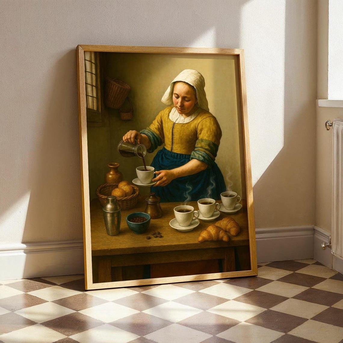 Barista Milkmaid Coffee Poster, Vermeer Inspired Kitchen Art Print ...