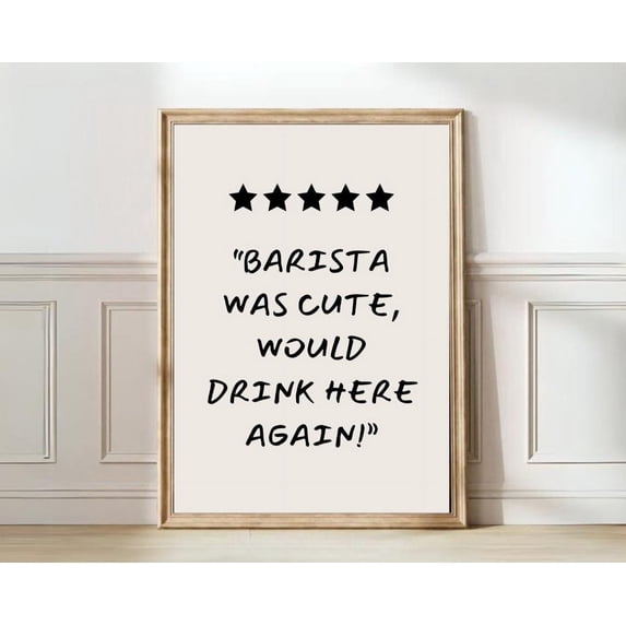 Barista Rating Coffee Review Kitchen Bar Cart Typography Wall Art ...