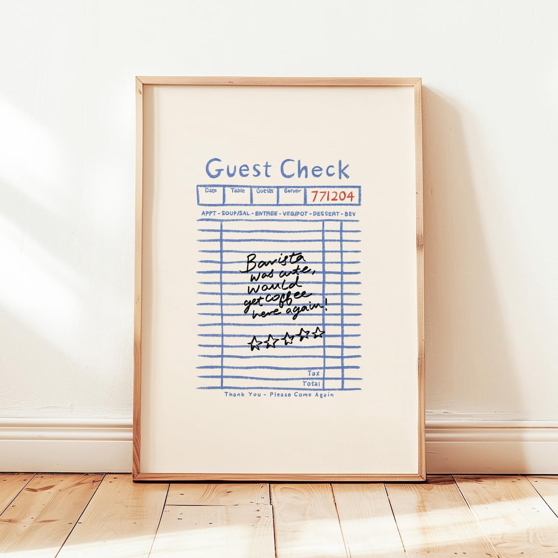 Barista Was Cute Guest Check Print, Minimalist Coffee Poster, Unframed ...