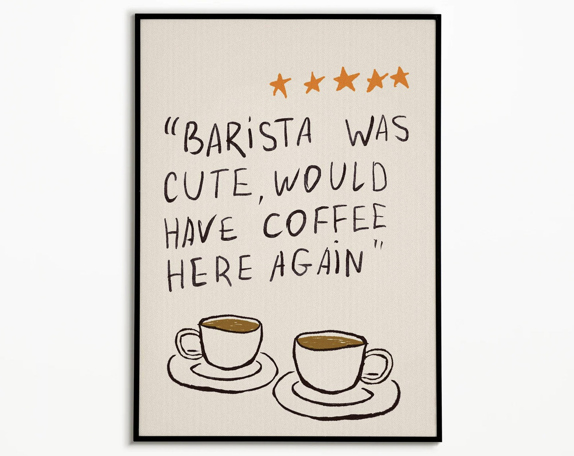 Barista Was Cute Poster, Coffee Bar Art, Coffee Poster, Barista Rating ...