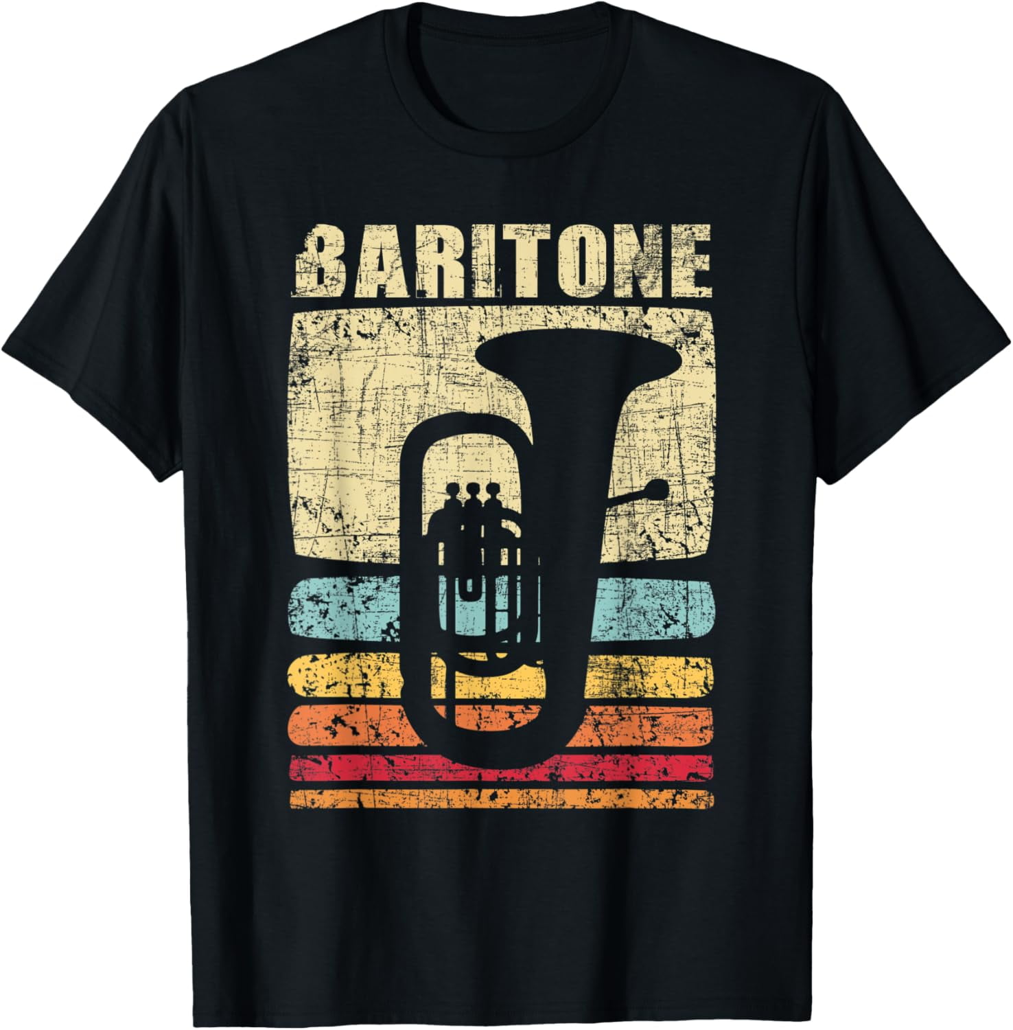 Baritone - Colorful Vintage Horn Marching Band Music Lover T-Shirt ...