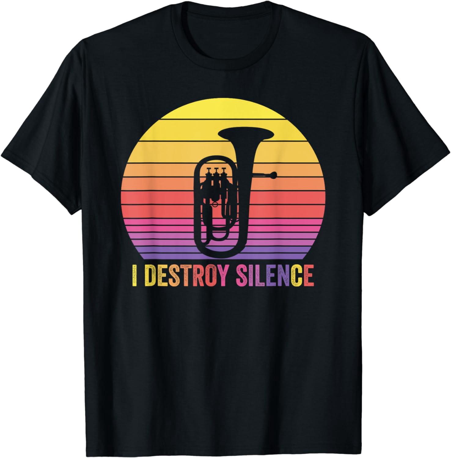Baritone Retro Vintage I DESTROY SILENCE Funny Euphonium T-Shirt ...