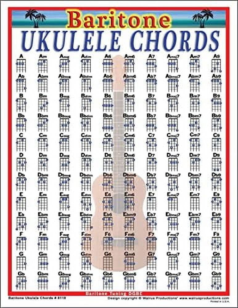 Baritone Ukulele Chords Chart - Walmart.com