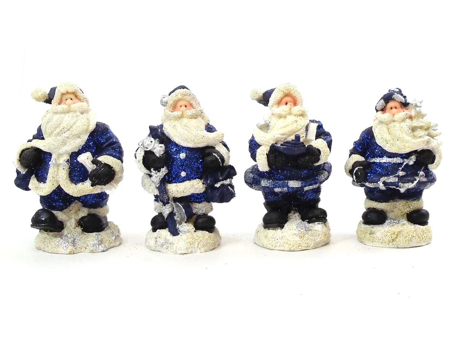 Barjan Blue 4 in. Glitter Santa - Walmart Business Supplies