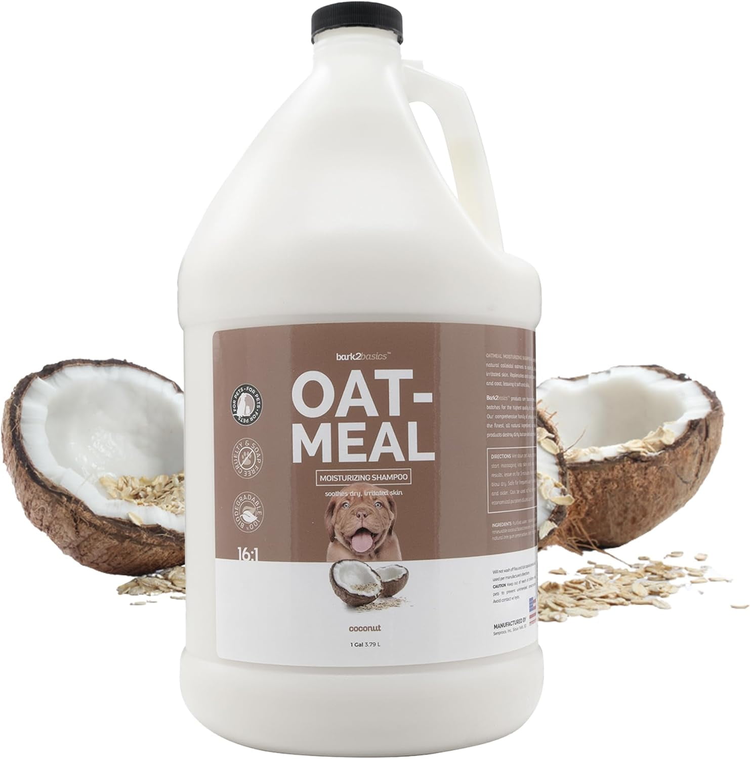 Bark 2 Basics Oatmeal Dog Shampoo, 1 Gallon - Natural Colloidal Oatmeal ...