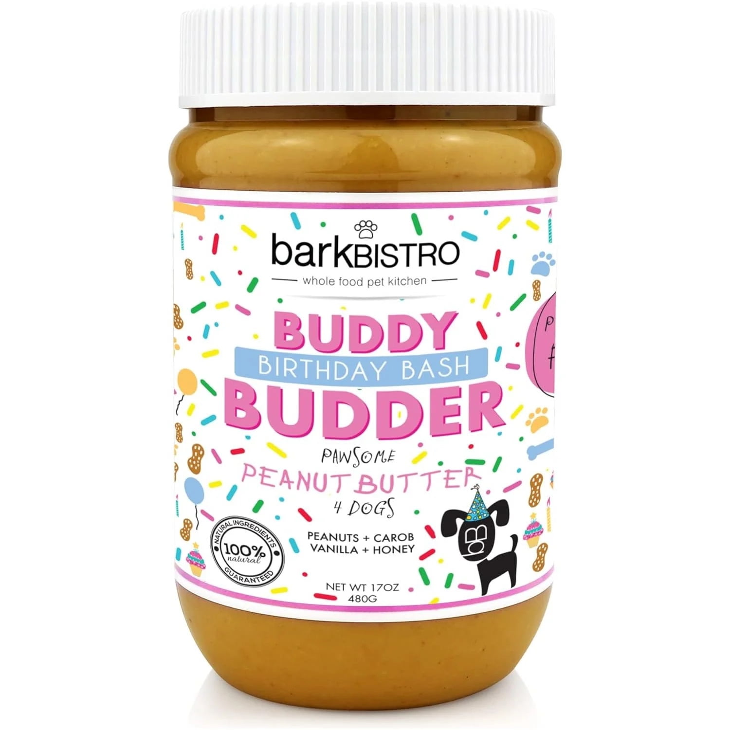 Bark Bistro Birthday Bash Buddy Budder 100% Natural Dog Peanut Butter ...