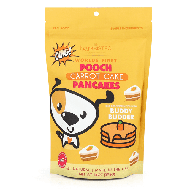 Bark Bistro Carrot Cake Pooch Pancakes Mix / Dog Cake Mix, top w/Buddy ...