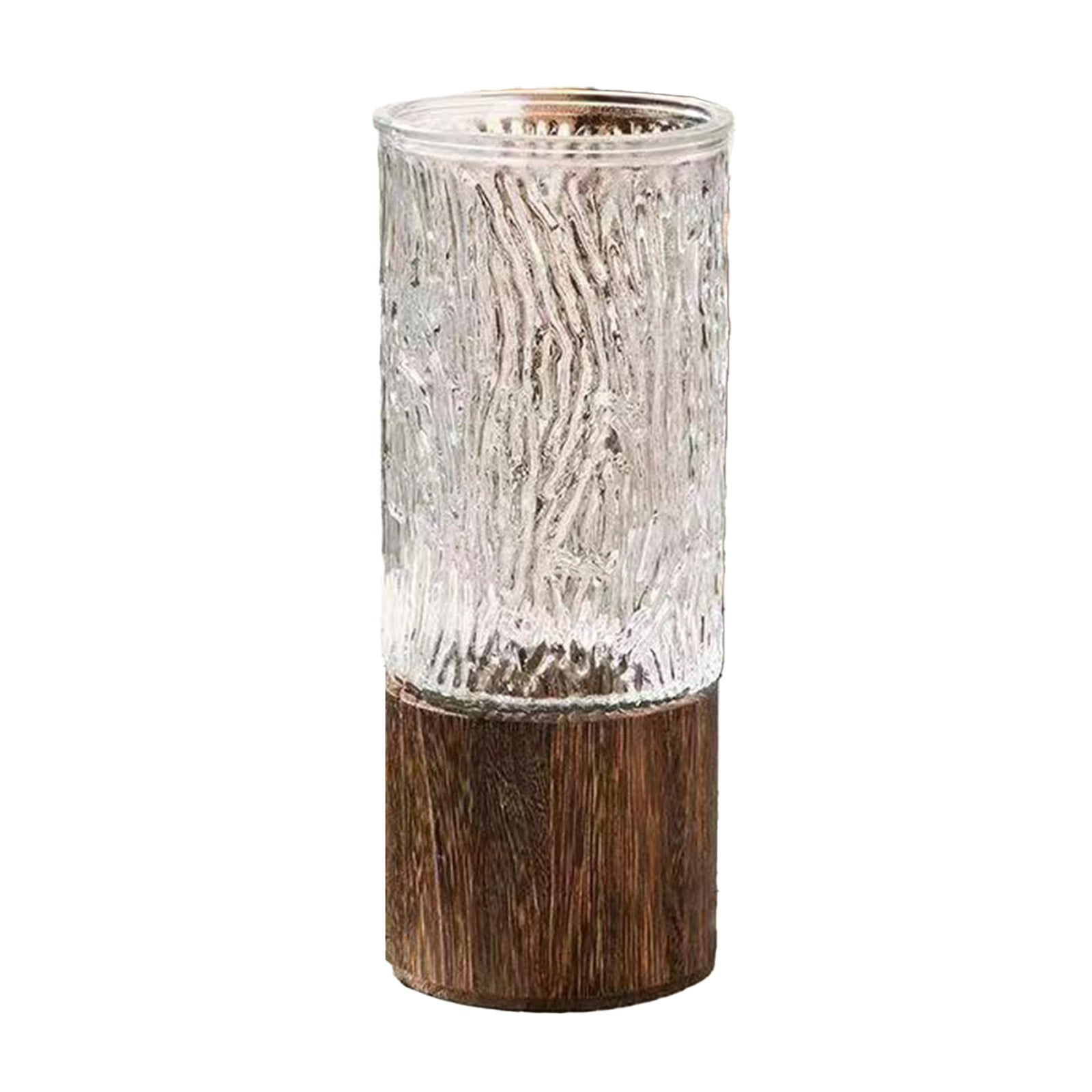 Bark Pattern Glass Vase for Home or Hotel Decor, Elegant Bottom Support ...