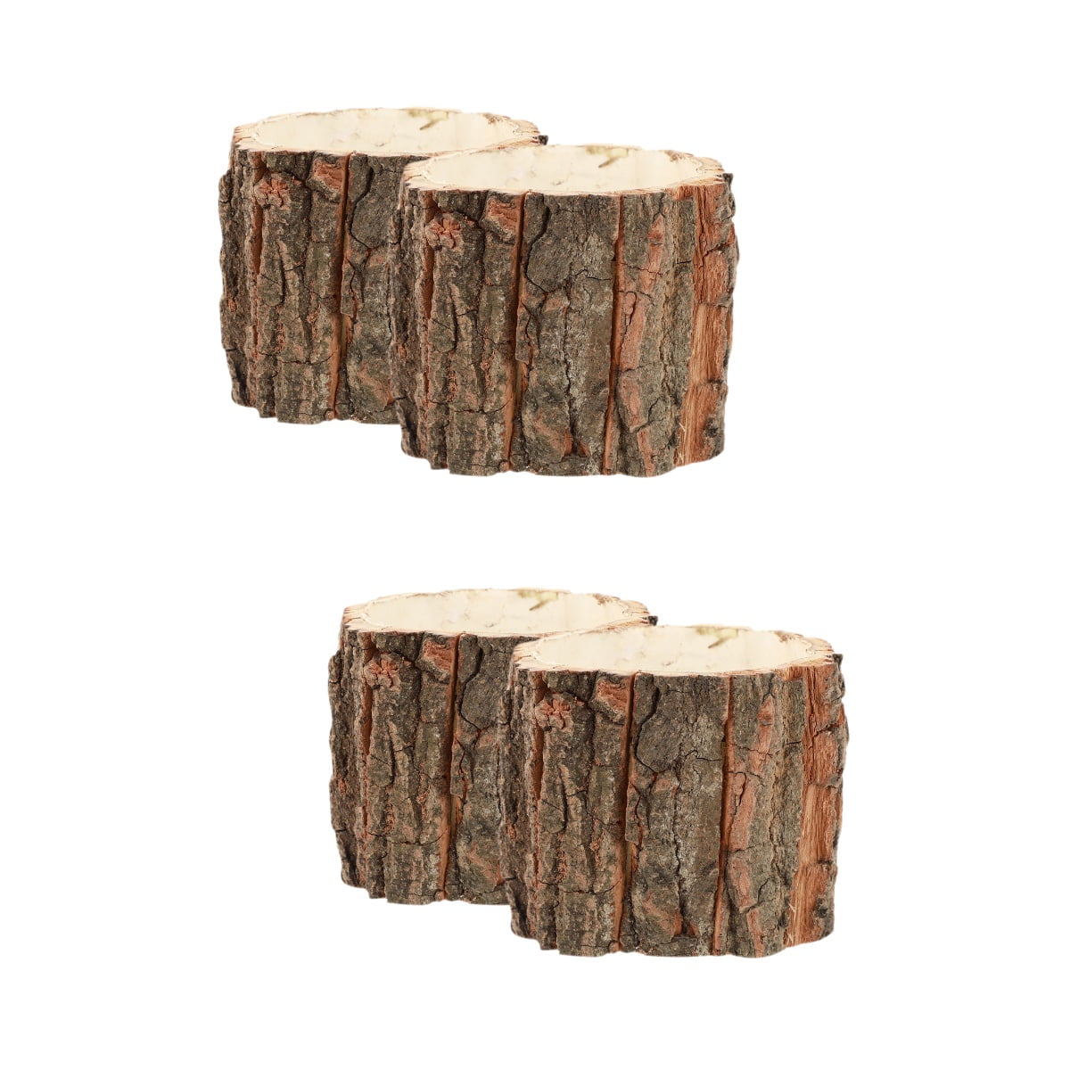 Foxnovo Wood Bark Planter, Light Brown Rustic Tree Stump Decor for Home ...