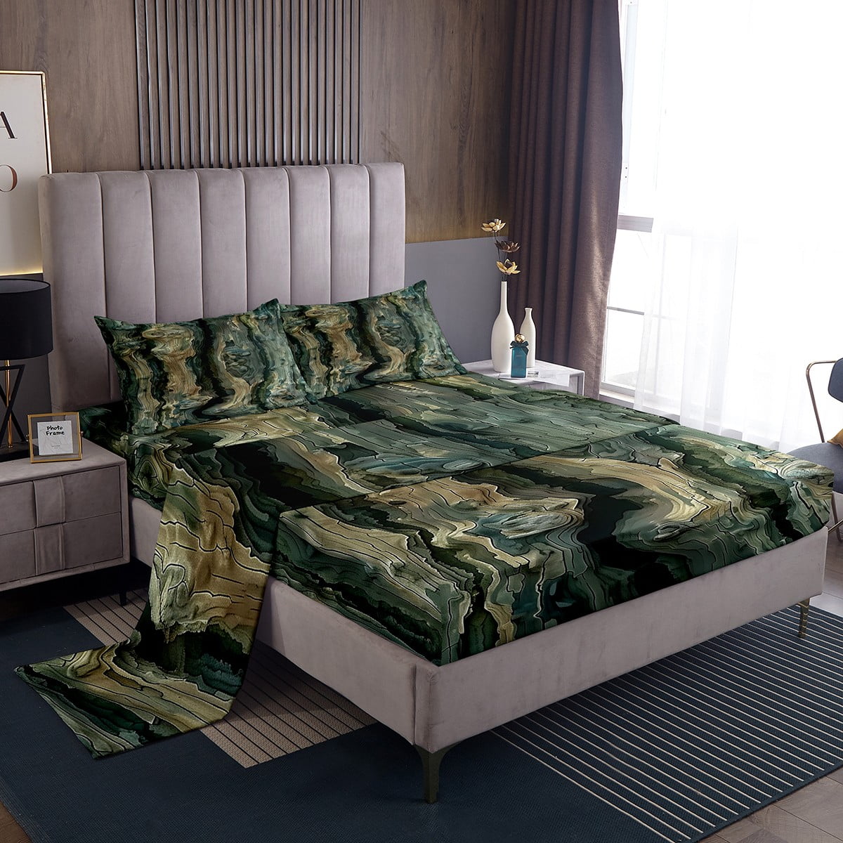 Bark Sheet Set Queen Size,Bark Texture Bed Sheets Set,Vintage Jungle ...