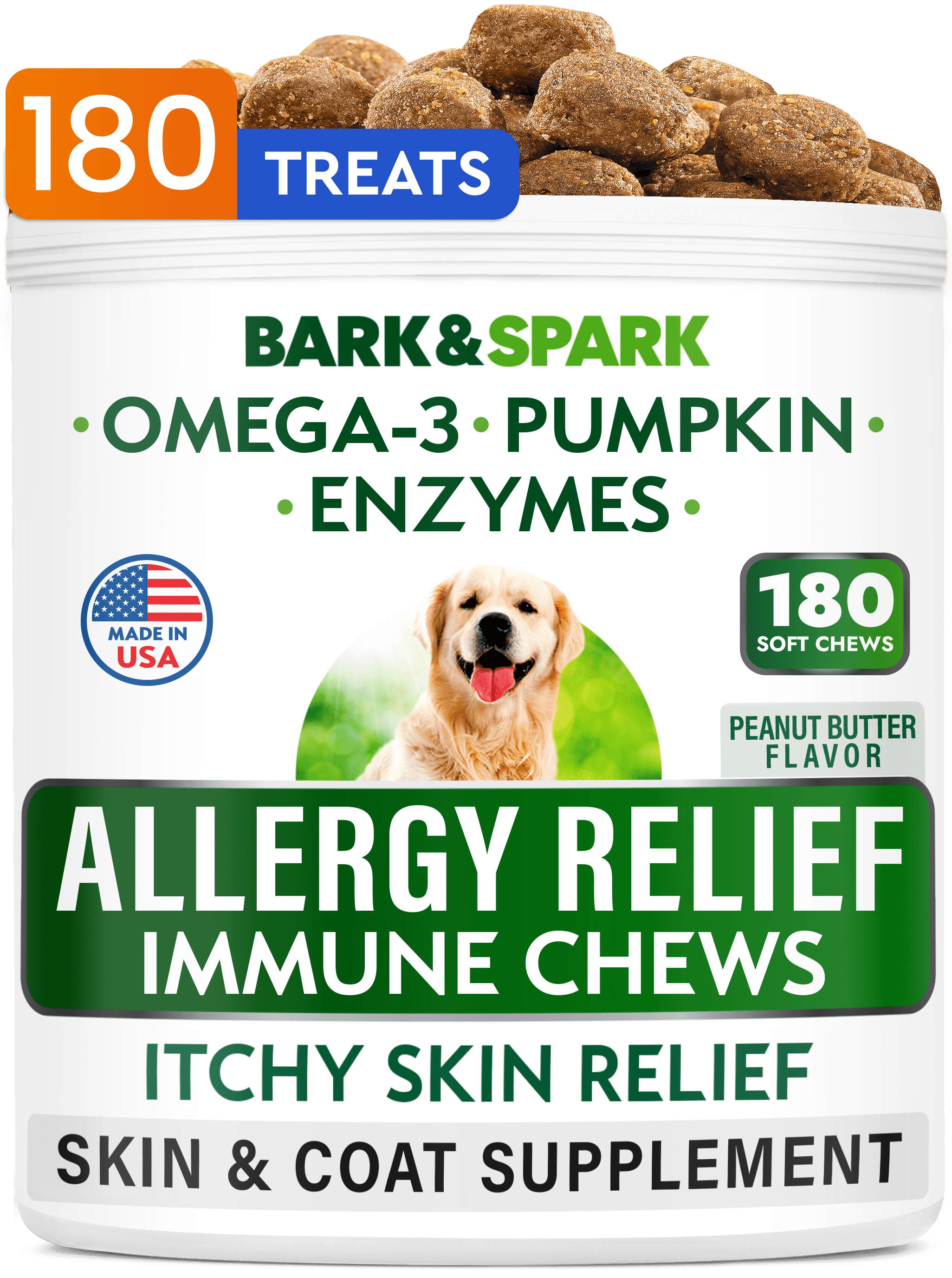 Bark&Spark Allergy Relief Immune Chews, Itchy Skin Relief for Dogs ...