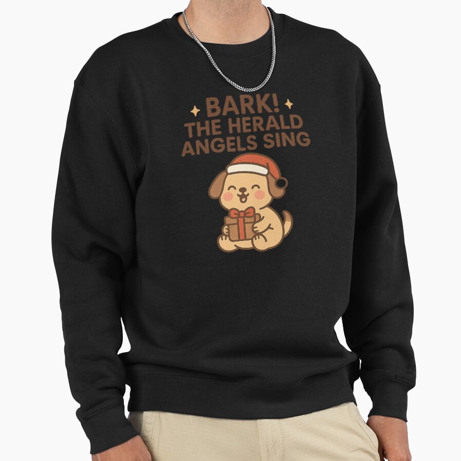 Bark The Herald Angels Sing Cute Kawaii Graphic Unisex Sweatshirt Retro ...