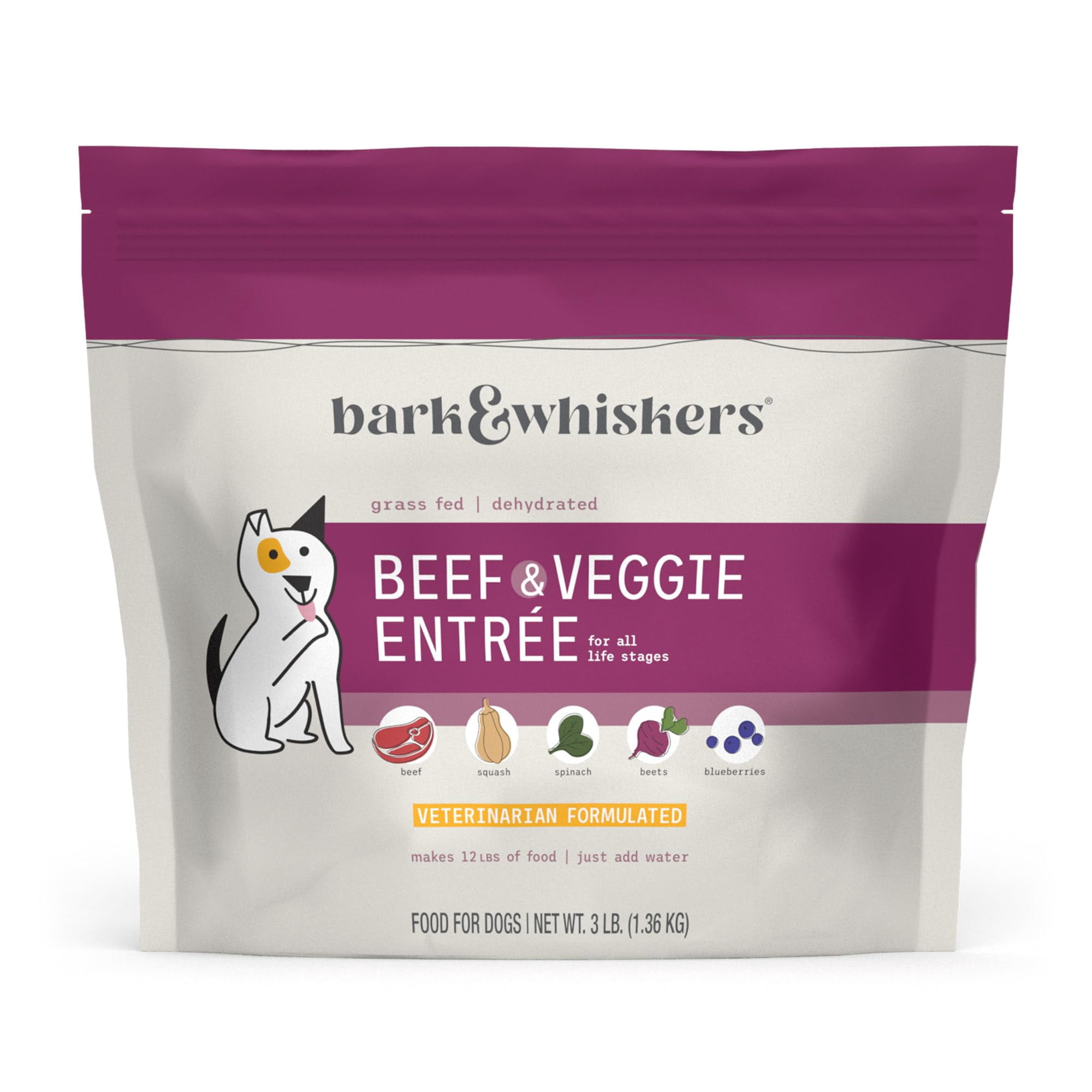 Bark & WhiskersUMRT Dehydrated Beef and Veggie Entrée, 3 lb., Makes 12 ...