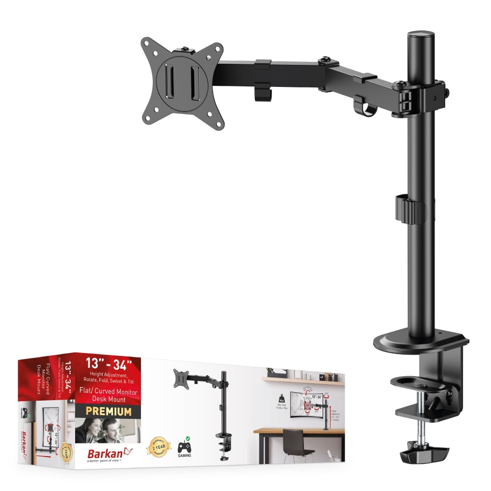 Barkan 13- 34 inch Full Motion Flat / Curved Monitor Desk Mount Black 2 ...