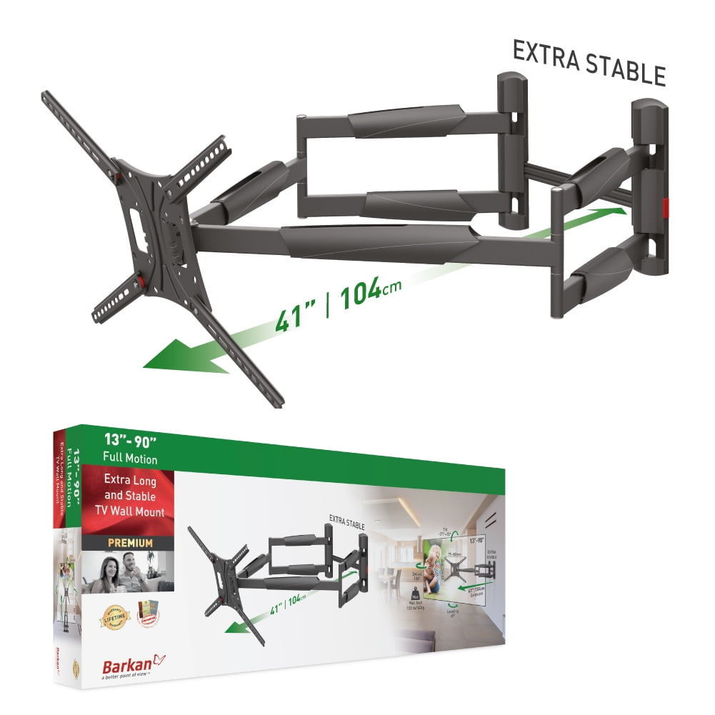 Barkan 13 inch to 90 inch Full Motion TV Wall Mount - Black - Walmart.com