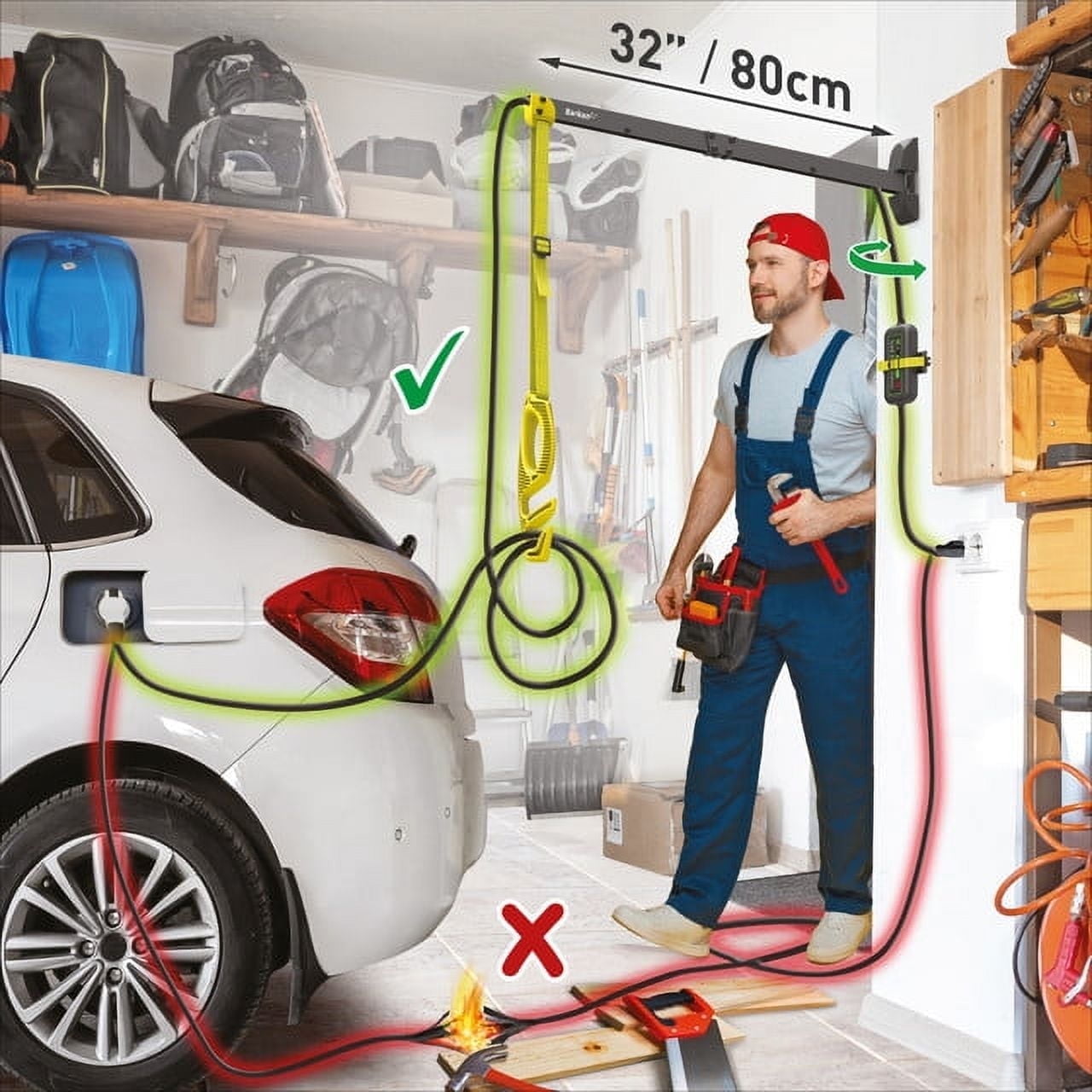 Barkan, Retractable EV Charger Cable Wall Arm, 32" length, 5 Year ...