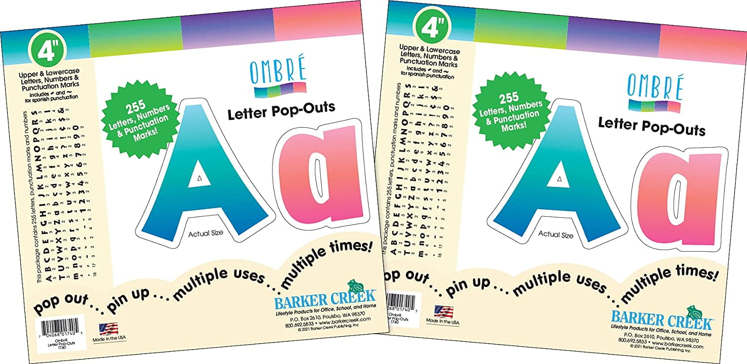 Barker Creek 4" Letter Pop-Outs 2-Pack, Ombré, Jazz Up Your Bulletin ...