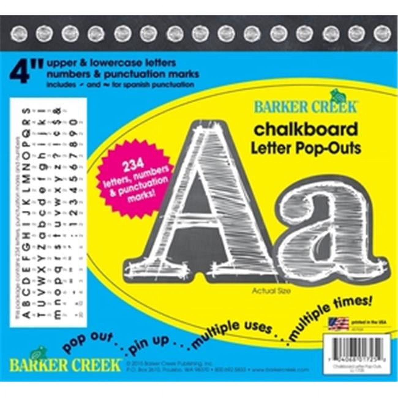 Barker Creek Chalkboard 4" Letter Pop-Outs ̶ 234 Characters - Walmart.com