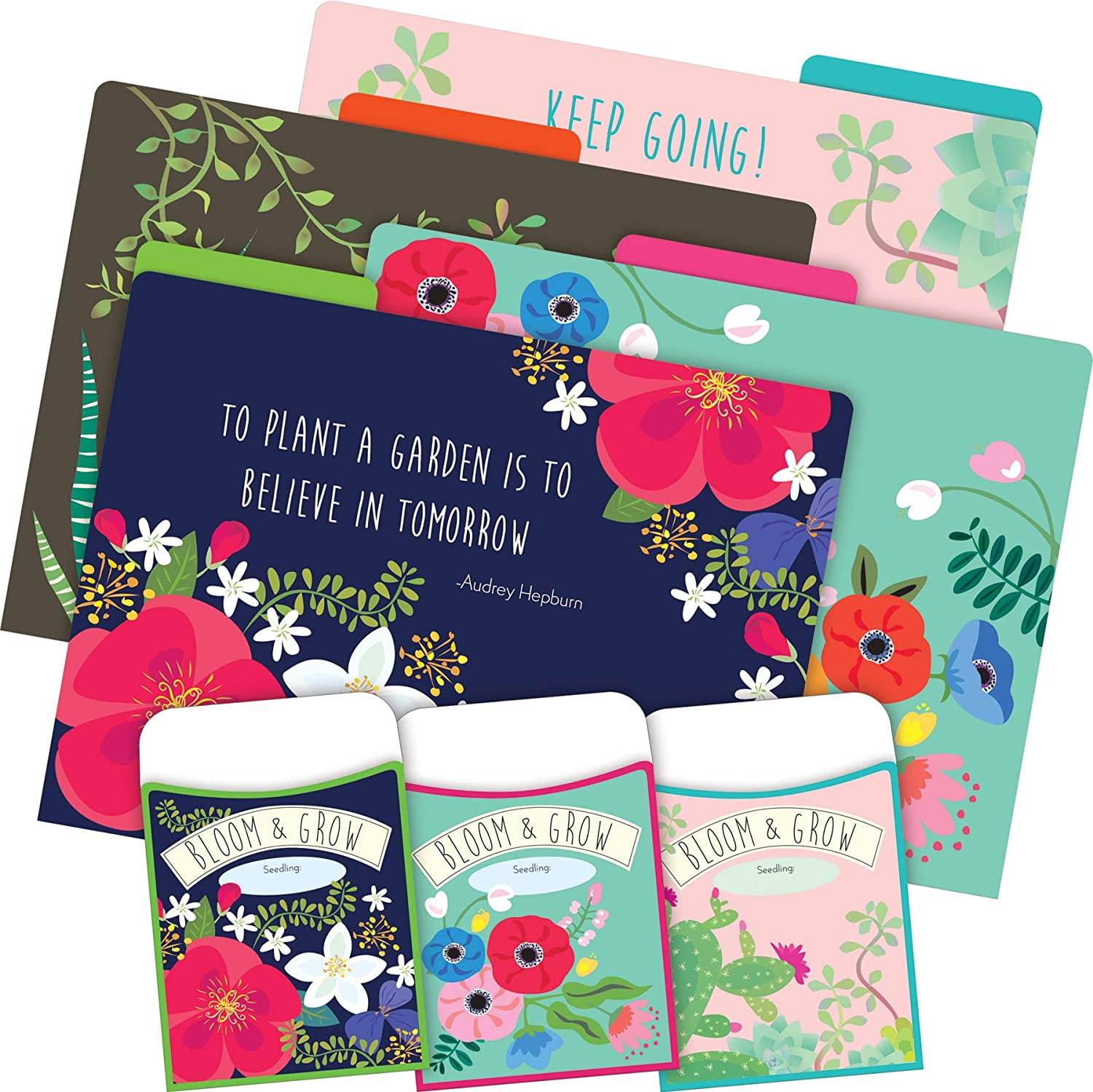 Barker Creek Designer File Folder and Library Pocket Set, Petals ...