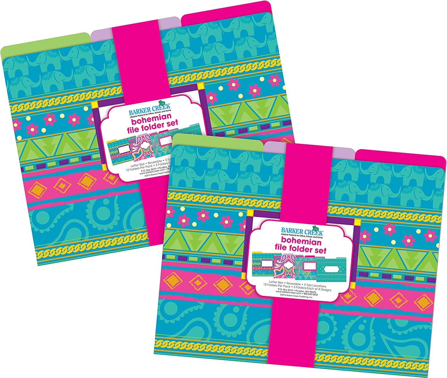 Barker Creek Designer File Folders Set of 24, Bohemian, Multi-Design ...