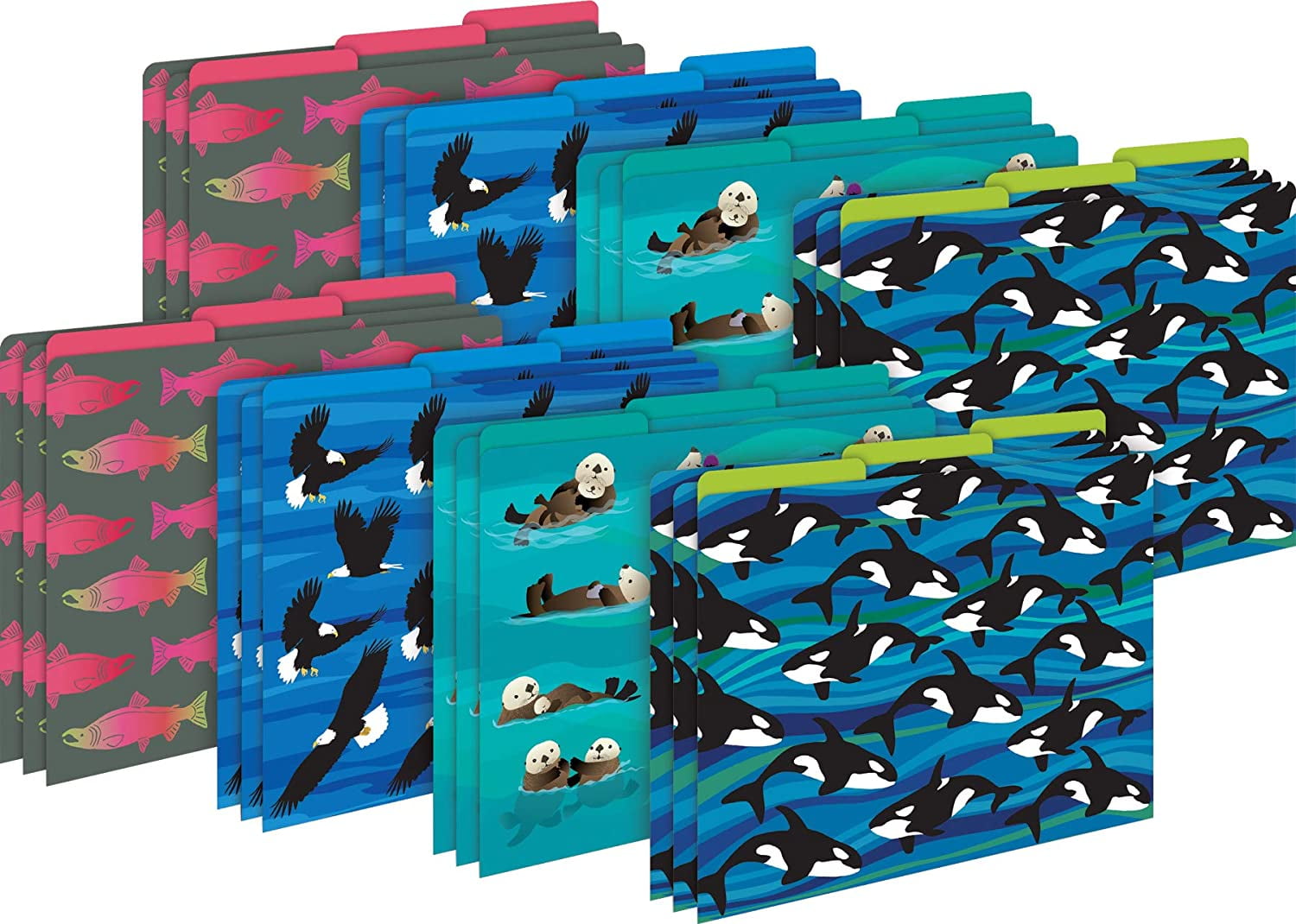 Barker Creek Fully Reversible 1/3 Cut Tabs Multicolor File Folders, 24 ...