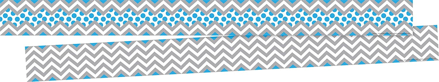 Barker Creek Double-Sided Border 2-Pack, Gray & Blue Chevron, Decorate ...