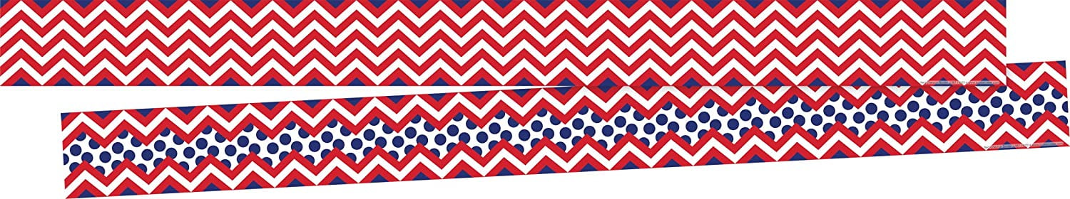 Barker Creek Double-Sided Border 2-Pack, Red & Navy Chevron , Decorate ...