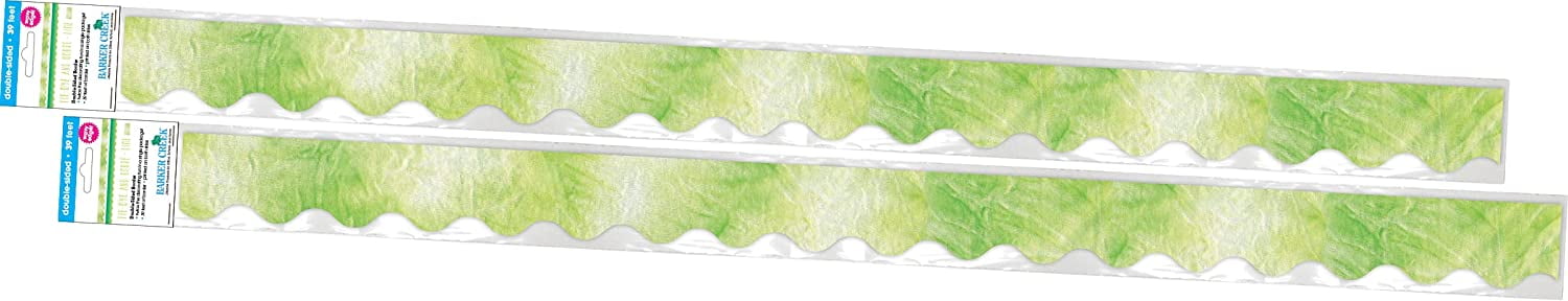 Barker Creek Double-Sided Scalloped Border 2-Pack, Lime Tie-Dye ...