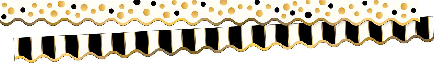 Barker Creek Double-Sided Scalloped Edge Border 2-Pack, Gold Bars, Trim ...