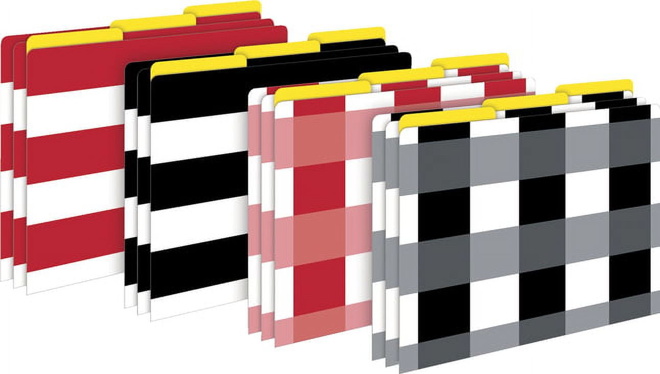 Barker Creek File Folders, Letter Size, Buffalo Plaid/Wide Stripes ...