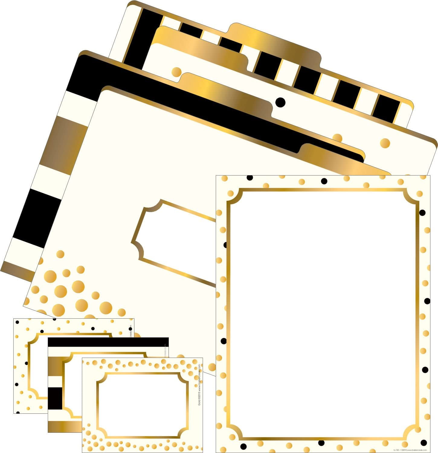 Barker Creek Get Organized Office Kit, Gold, with 12 Coordinating ...