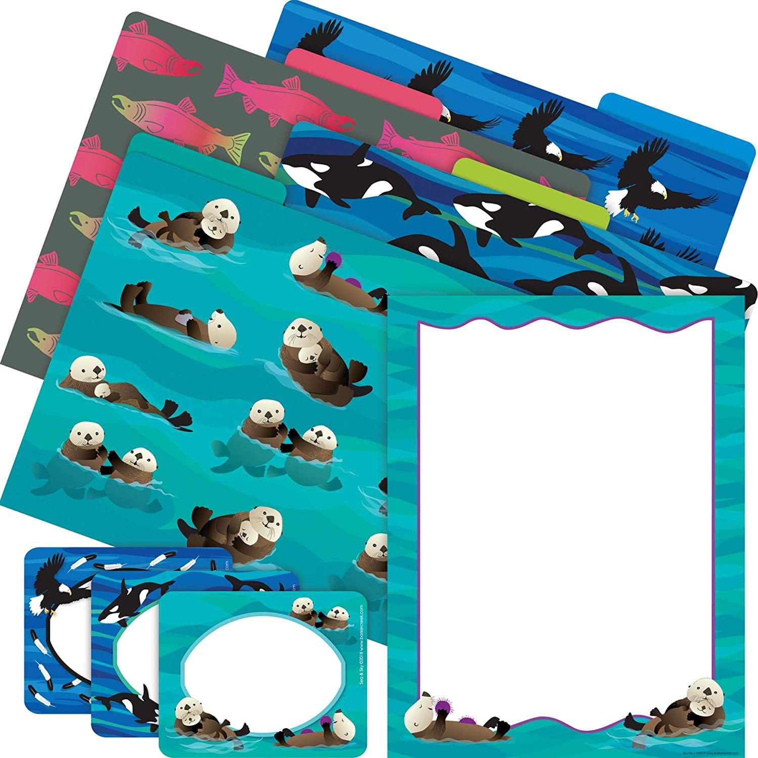 Barker Creek Get Organized Office Kit, Sea & Sky Otters, with 12 ...
