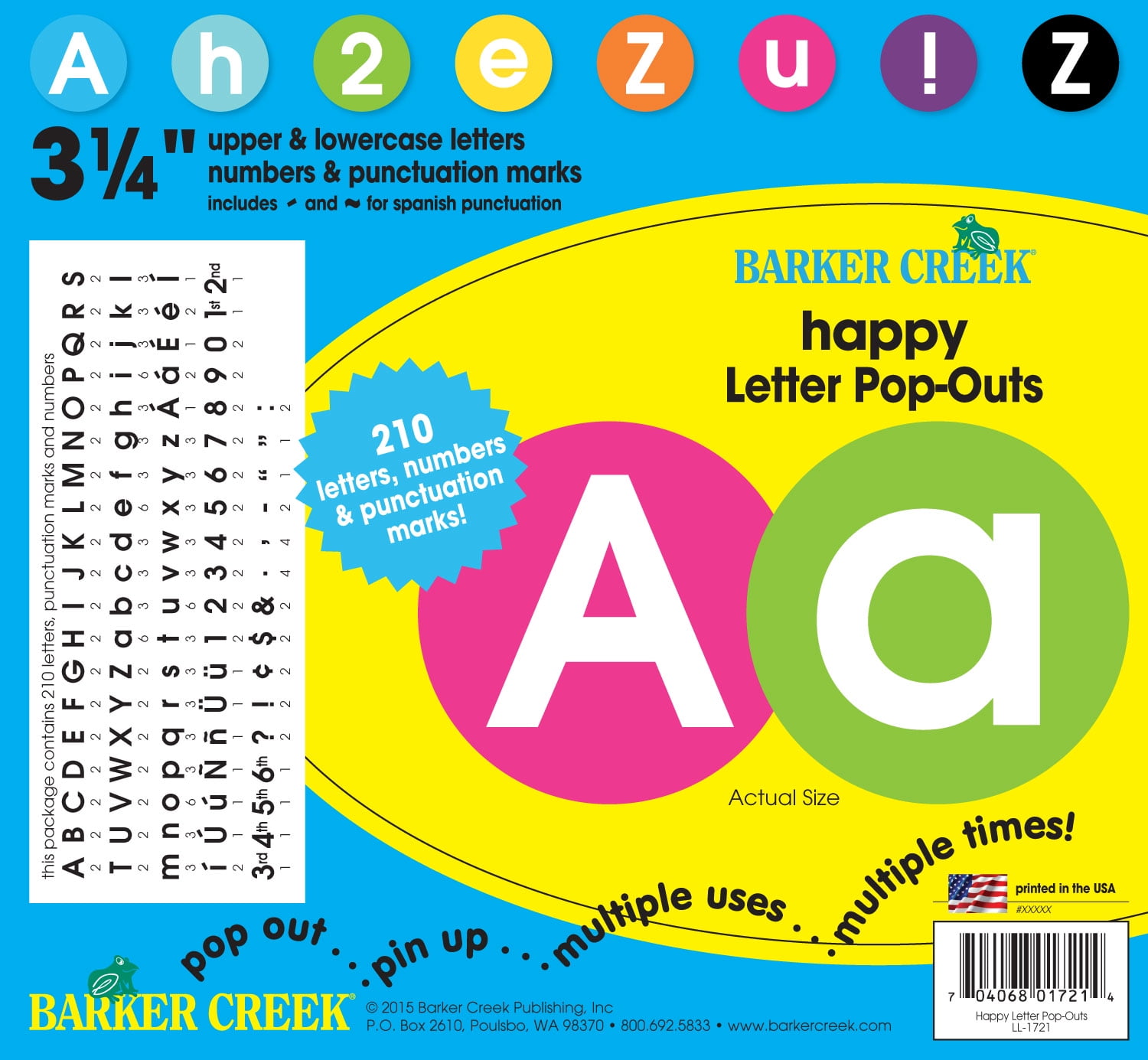 Barker Creek Happy 3¼" Letter Pop-Outs - 468 Characters - Walmart.com