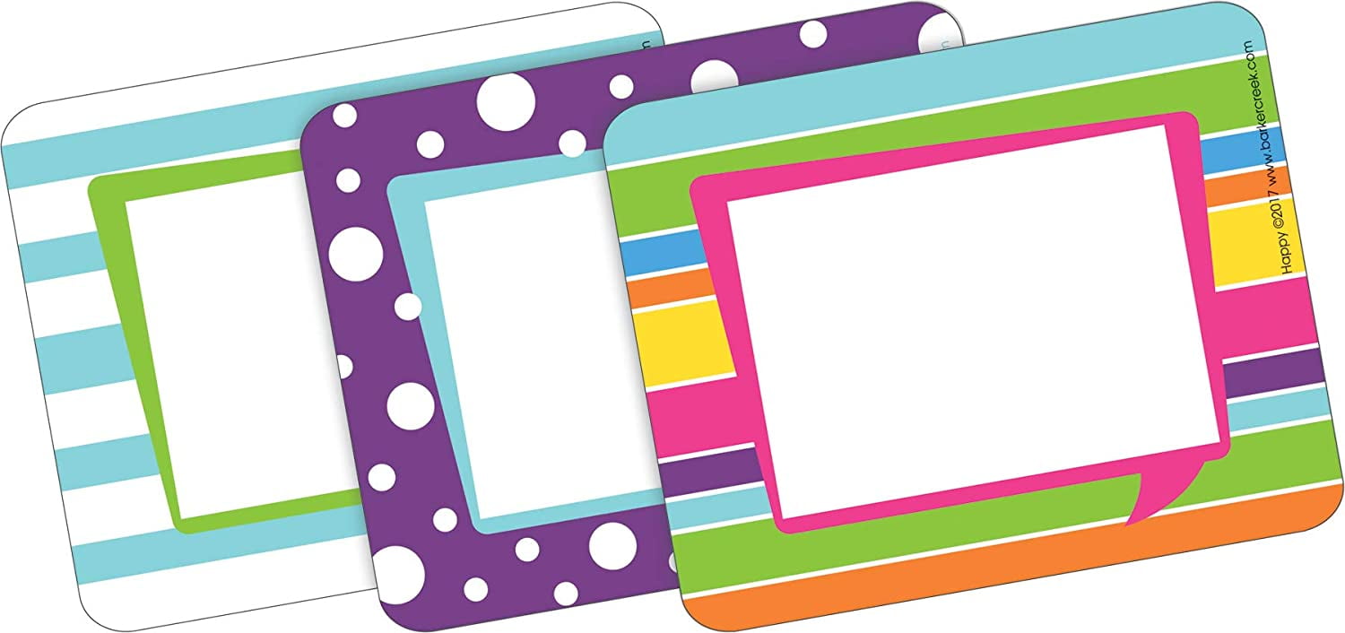 Barker Creek Name Badges & Self-Adhesive Labels, Happy, Multi-Design ...