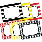 Barker Creek Name Tags ̶ Buffalo Plaid & Wide Stripes ̶ Set of 90 (6 ...