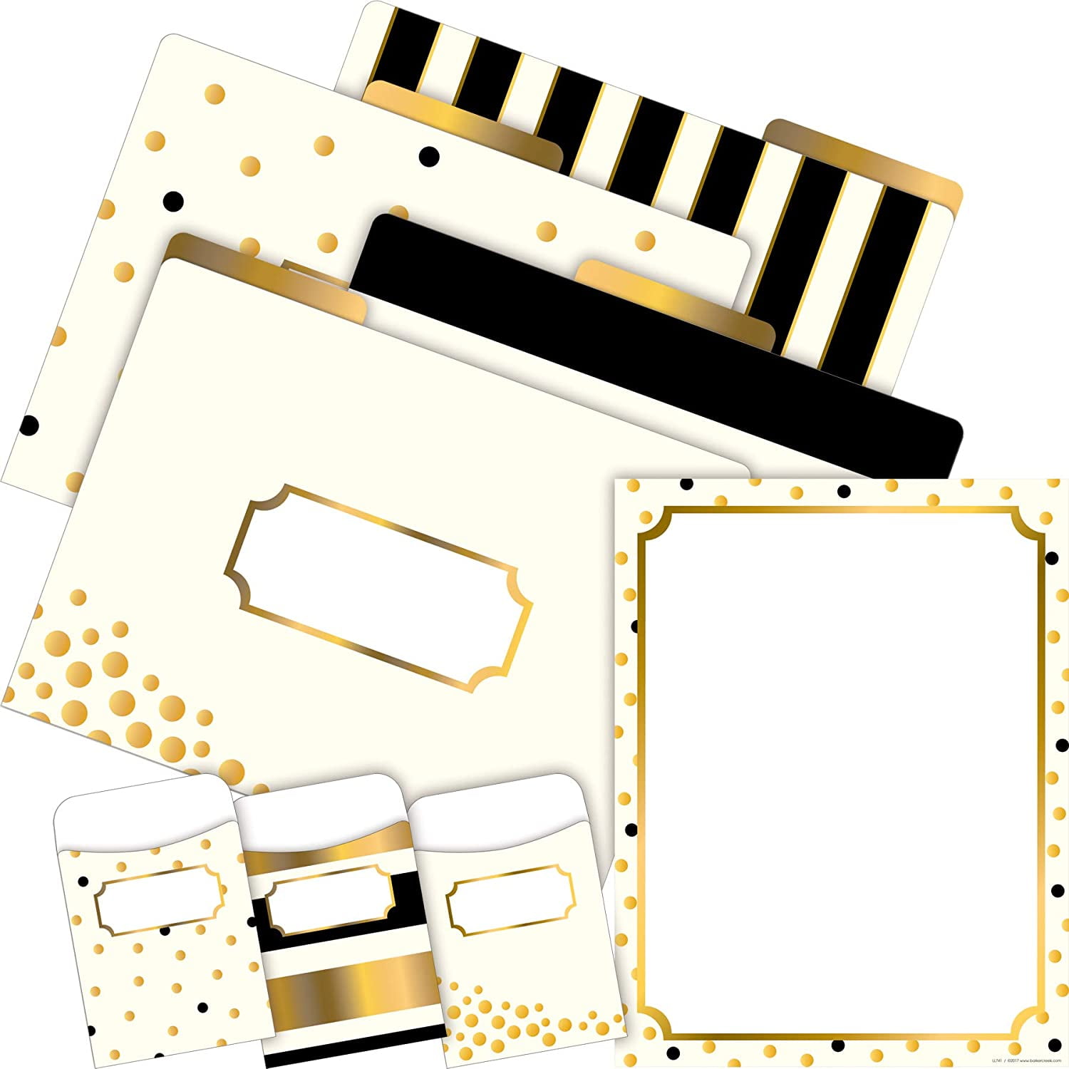 Barker Creek On-Trend Organizer Set, Gold, Coordinated Set includes 12 ...